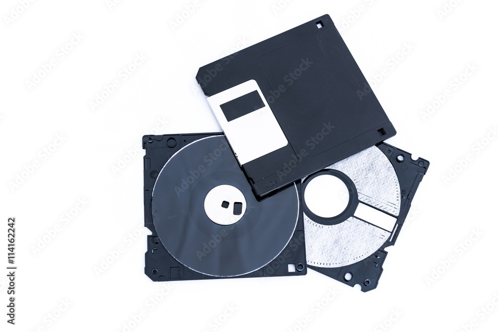 Foto Stock inside of floppy disk - The old technology of storage Black ...