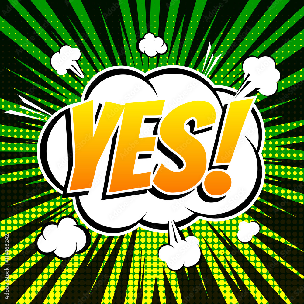 Yes comic book bubble text retro style Stock Vector | Adobe Stock