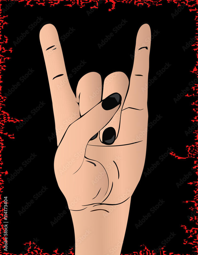 Rock hand gesture. Stylish template for slogan, poster, flier or etc ...