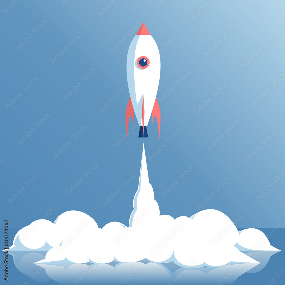 Cartoon rocket launch Stock Vector | Adobe Stock