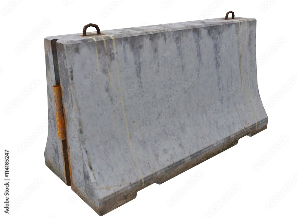 3d illustration of simple concrete barrier. icon for game web. rock ...