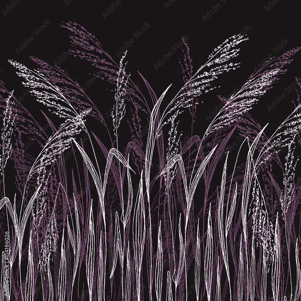 Vector grass sketch, vector illustration with wild herbs Stock Vector ...