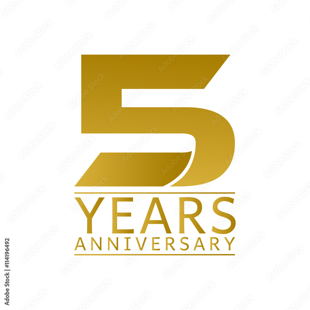 Simple Gold Anniversary Logo Vector Year 5 Stock Vector | Adobe Stock