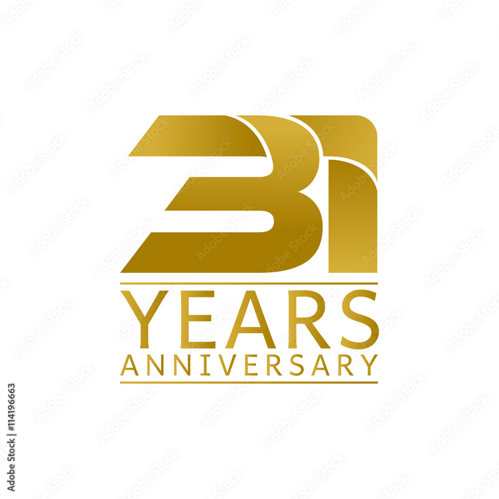 Simple Gold Anniversary Logo Vector Year 31 Stock Vector | Adobe Stock