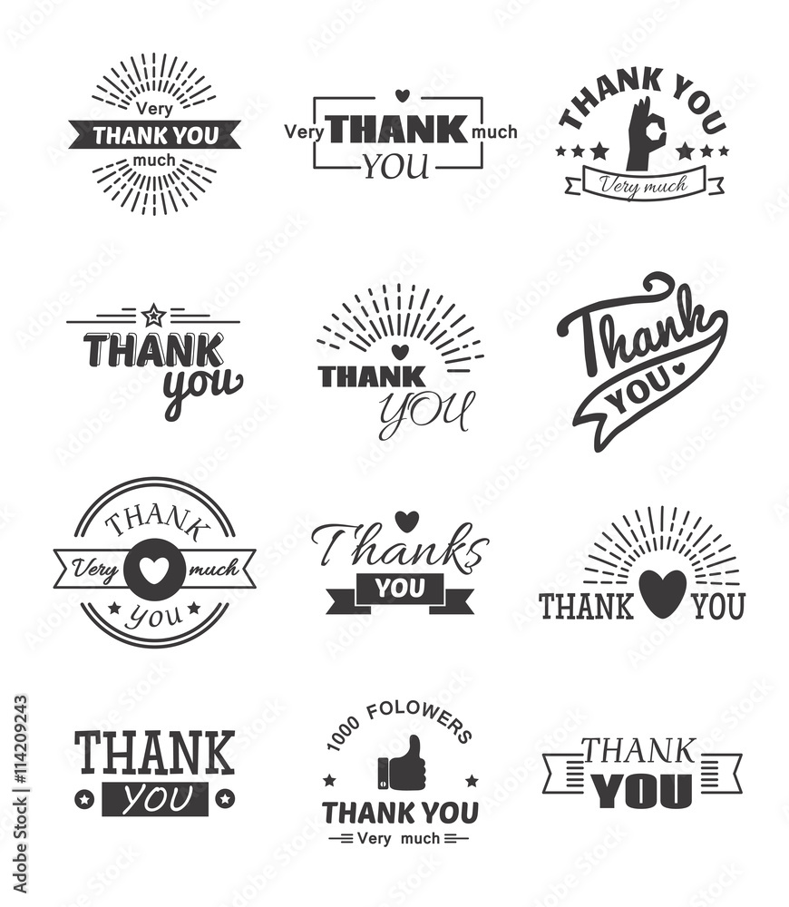 Thank you text vector set. Stock Vector | Adobe Stock