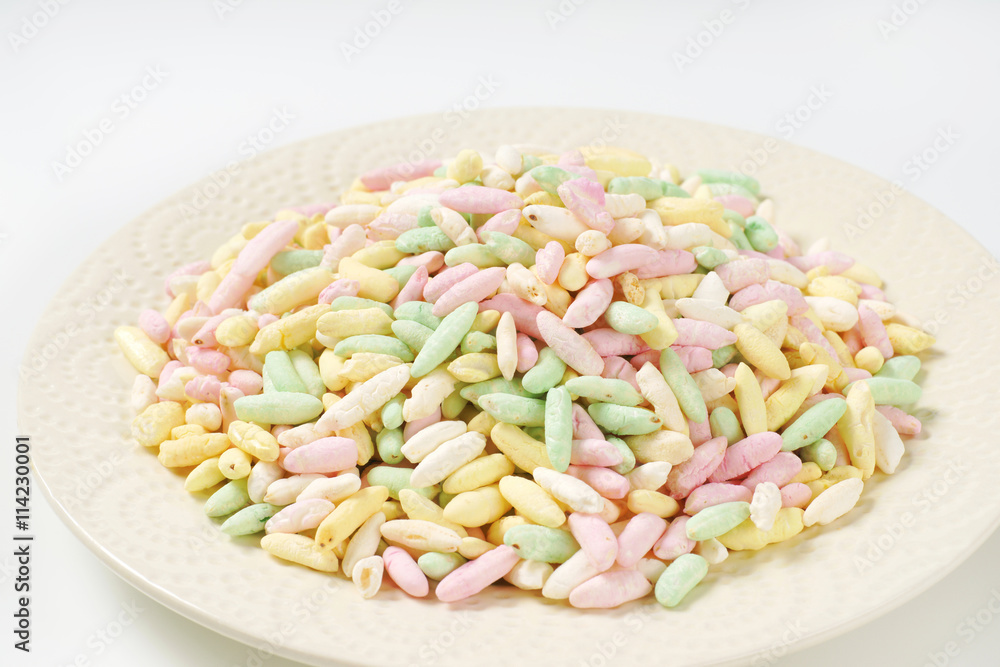colored puffed rice Stock Photo | Adobe Stock