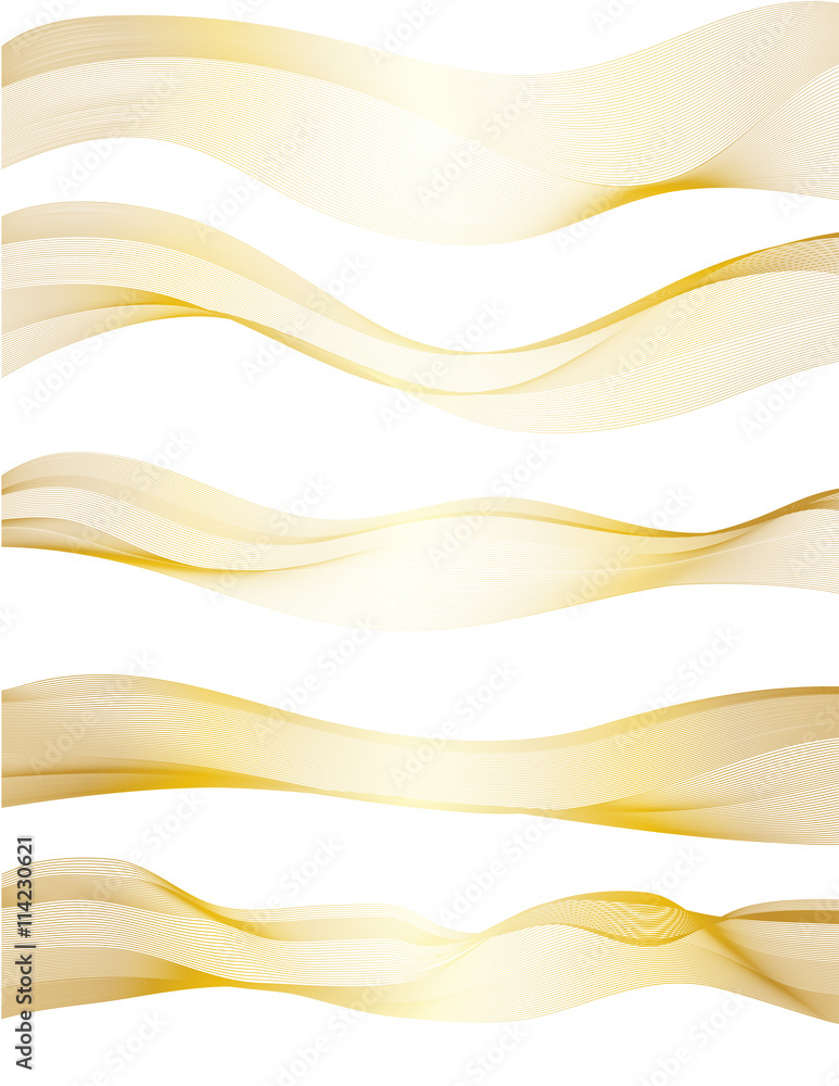 Collection of gold wave Abstract ribbon background vector. Stock Vector ...