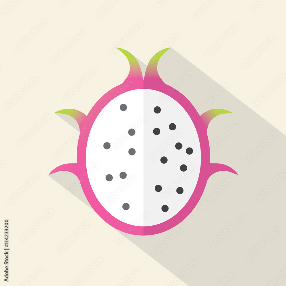 Dragon Fruit Part Flat Design Vector Illustration. Stock Vector | Adobe ...