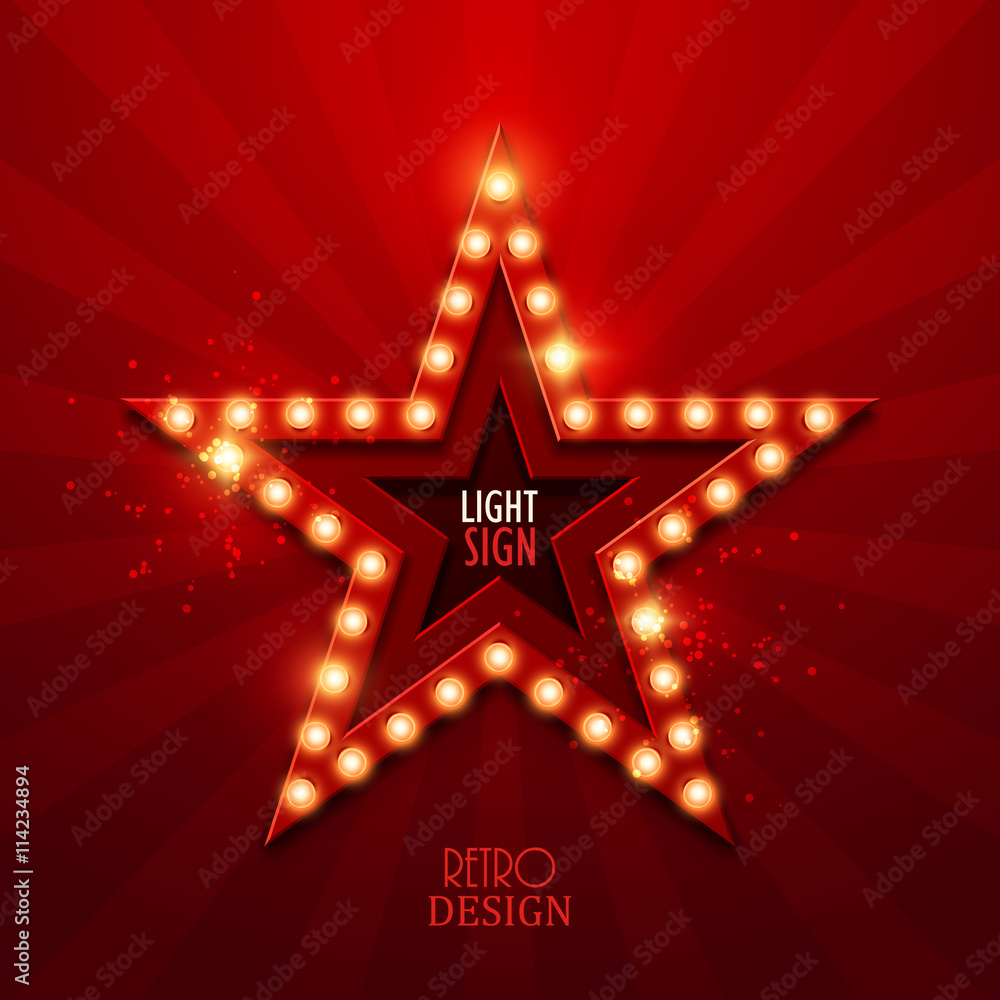 Retro light sign. Vintage style banner. Vector illustration. Stock ...