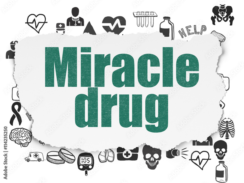 Healthcare concept: Miracle Drug on Torn Paper background Stock ...