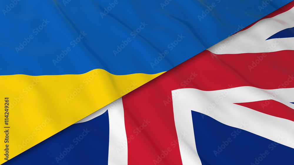 Flags of Ukraine and the United Kingdom - Split Ukrainian Flag and ...
