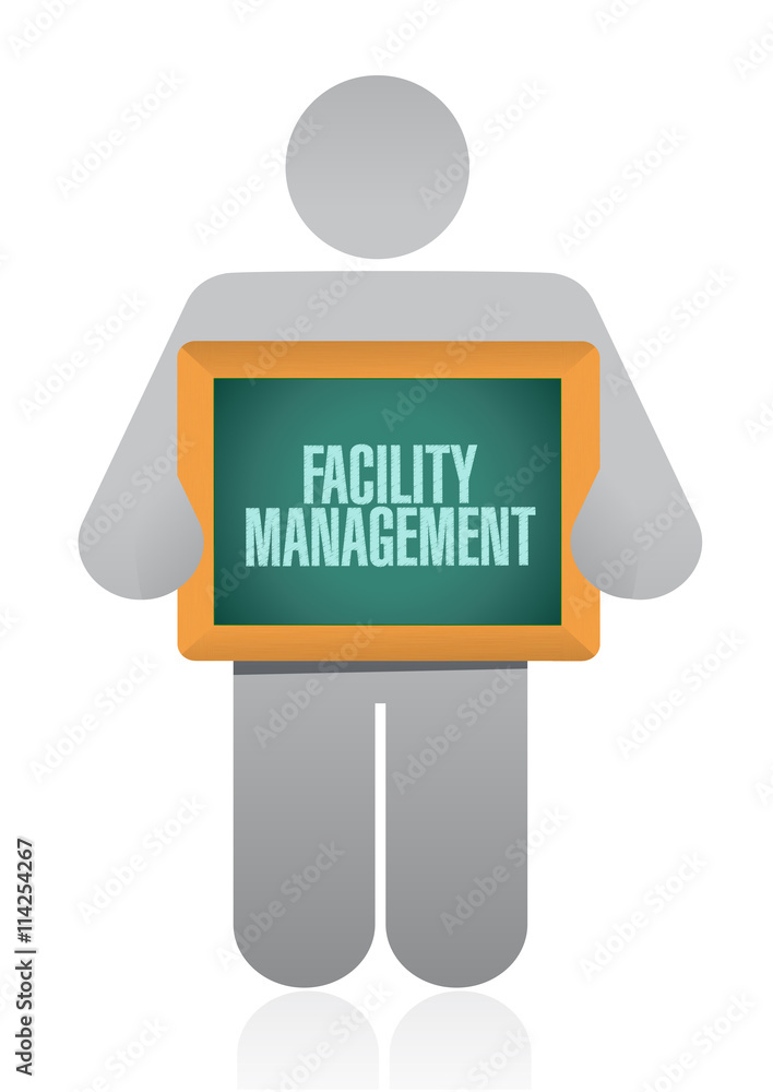 facility management holding sign ilustración de Stock | Adobe Stock