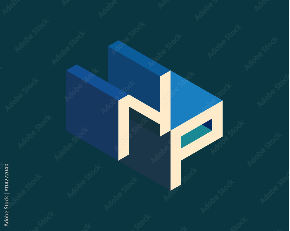 NP isometric 3D letter logo. three-dimensional stock vector alphabet ...