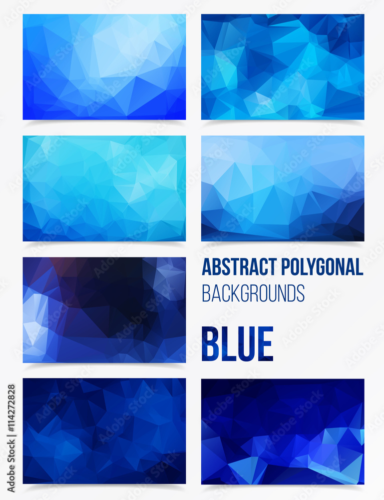 Triangulated abstract background in blue colour, set of backgrounds ...