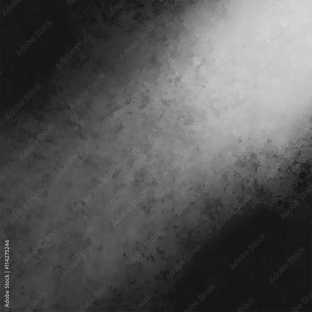 black vector background with cloudy white shaft of light or spotlight ...