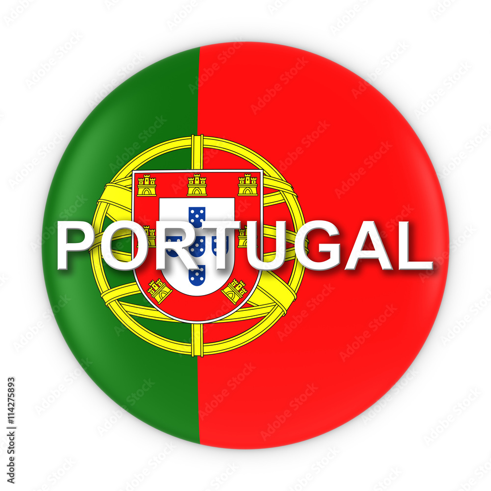 Portuguese Flag Button with Portugal Text 3D Illustration Stock ...