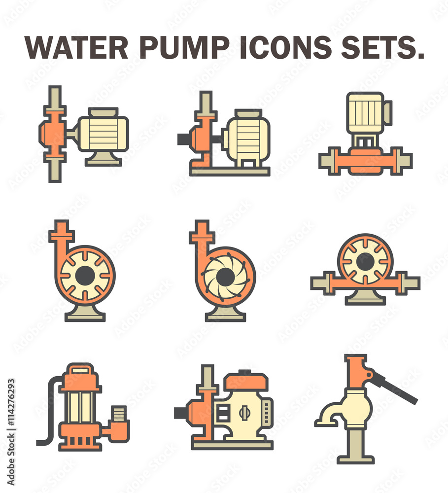 Water pump icon i.e. centrifugal, rotary, slurry and well. Powered by ...