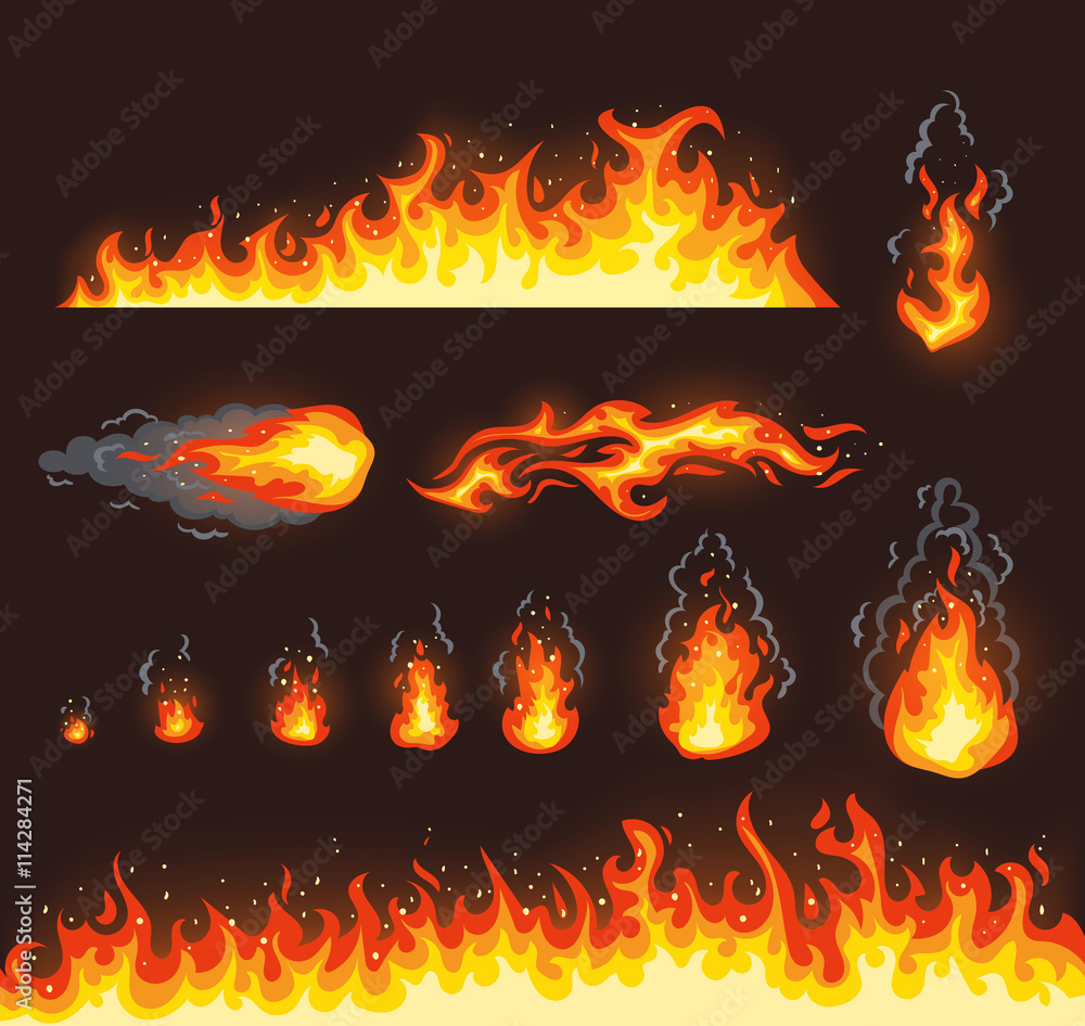 Collection of vector fire illustrations Stock Vector | Adobe Stock