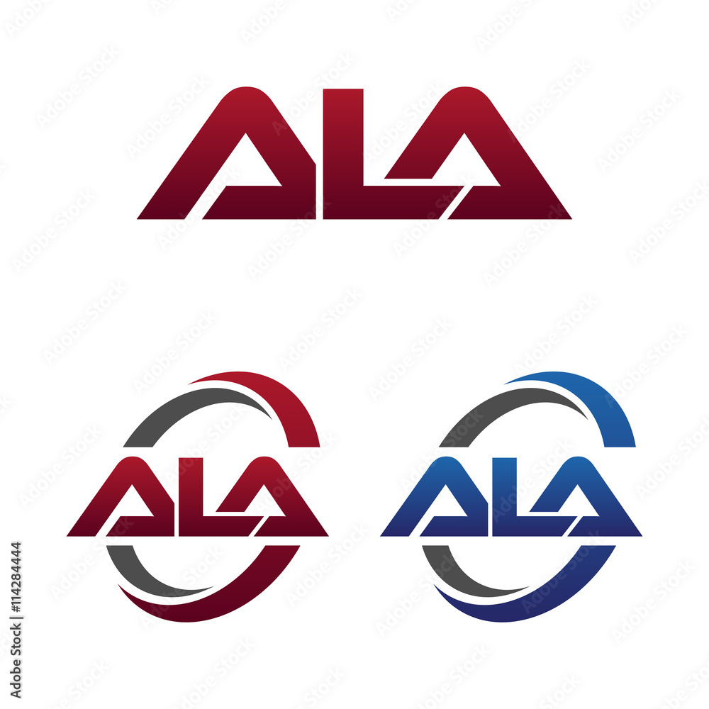 Modern 3 Letters Initial logo Vector Swoosh Red Blue ala Stock Vector ...