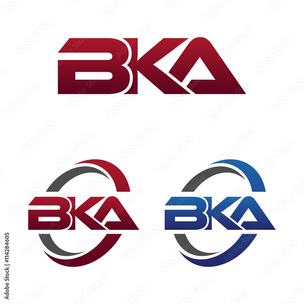 Modern 3 Letters Initial logo Vector Swoosh Red Blue bka Stock Vector ...