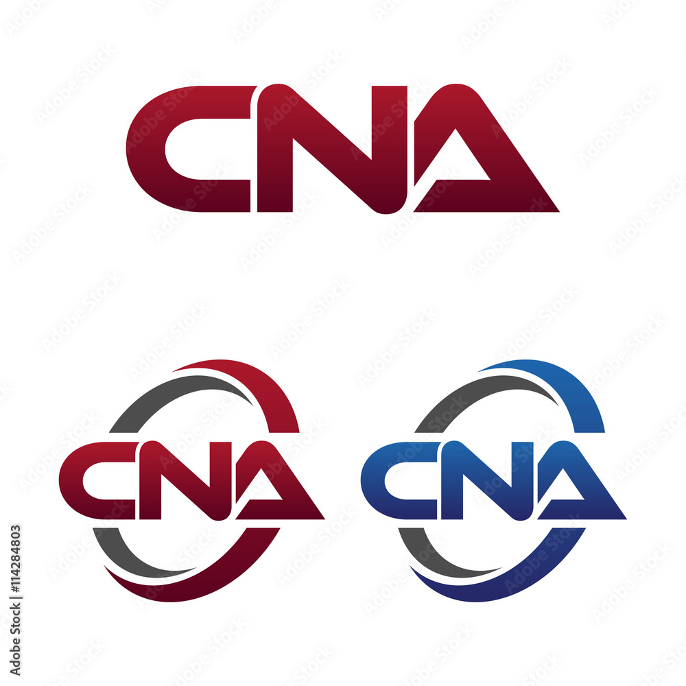 Modern 3 Letters Initial logo Vector Swoosh Red Blue cna Stock Vector ...