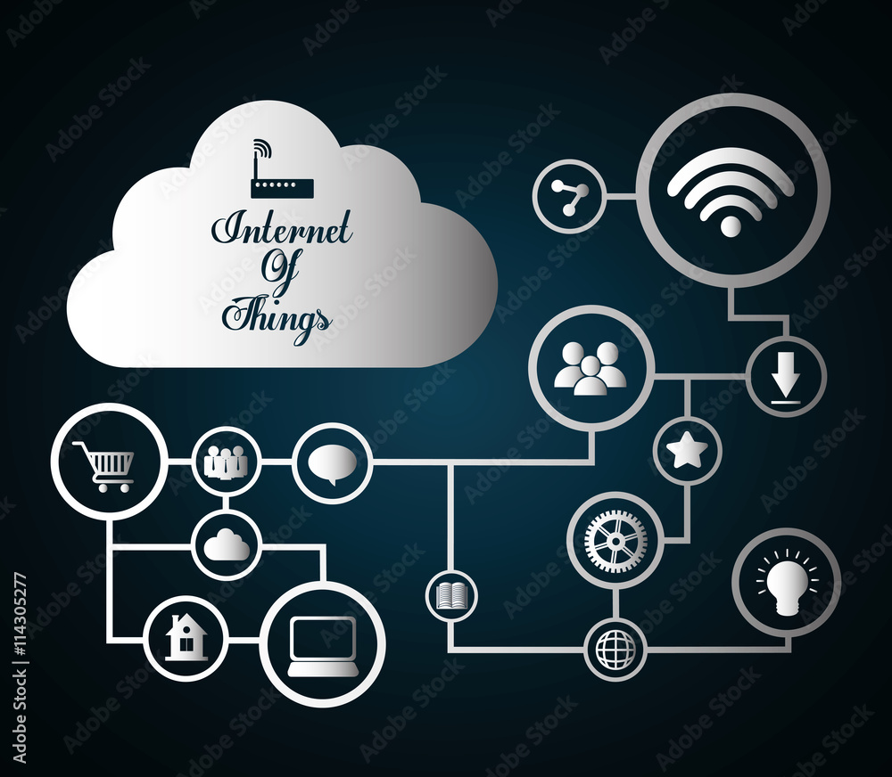 Internet of things represented by cloud and icon set of multimedia apps ...