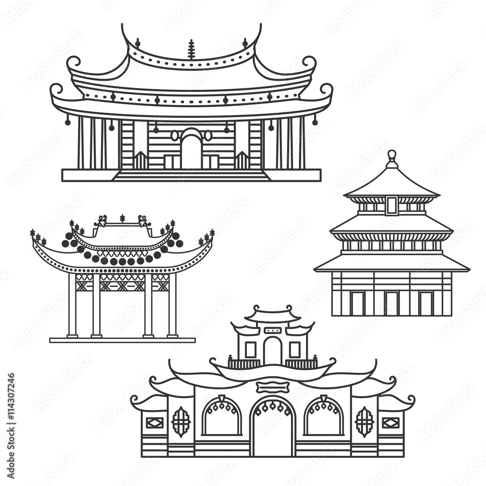 Icons Chinese House Stock Vector | Adobe Stock