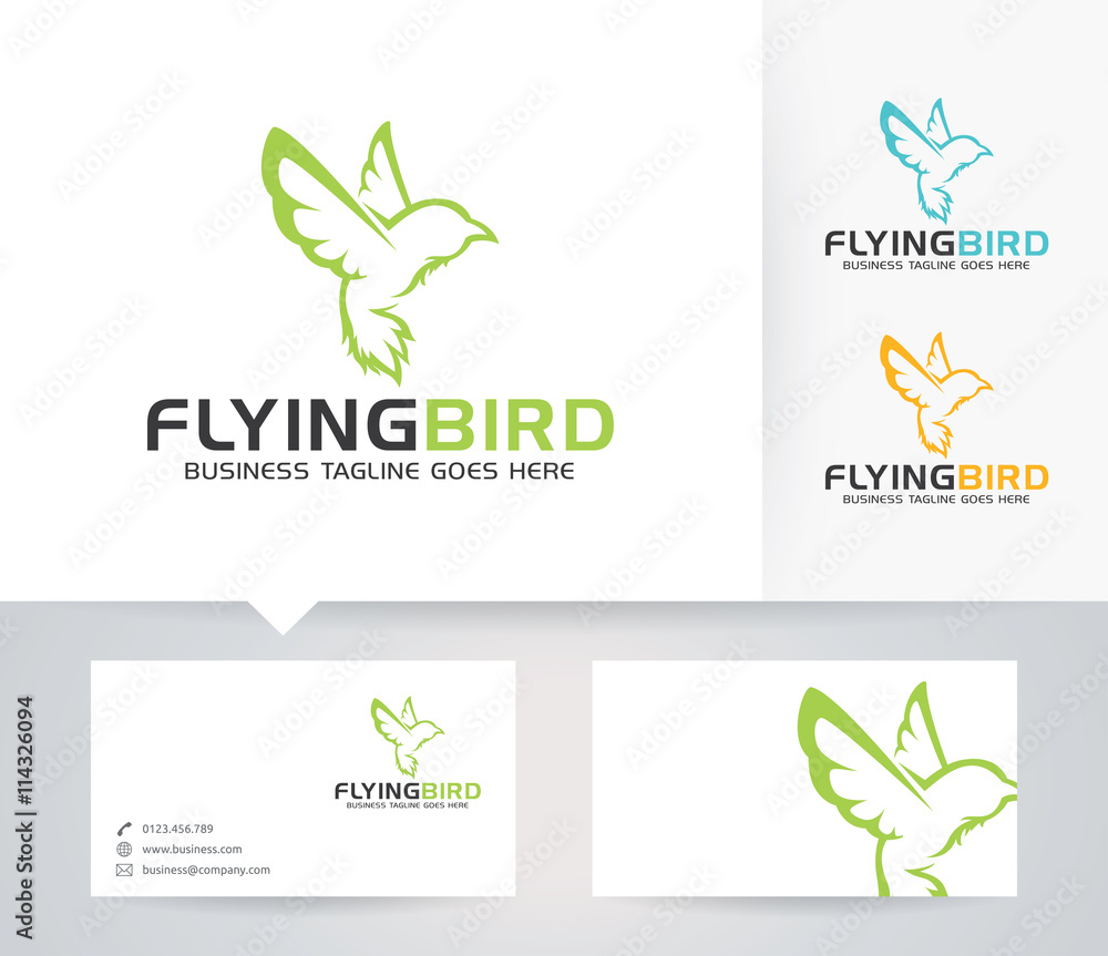 Flying Bird vector logo with business card template Stock Vector ...