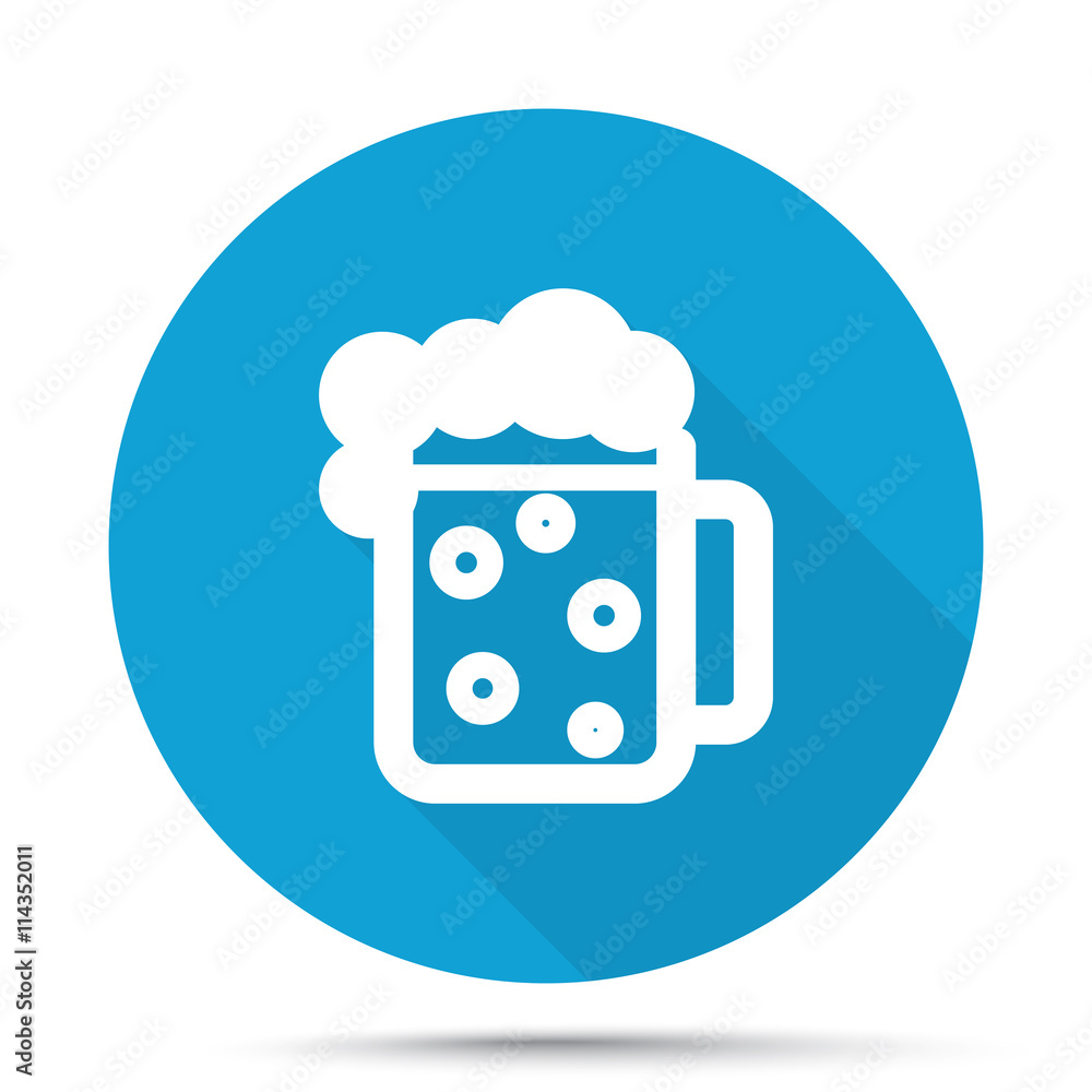 White Beer icon on blue button isolated on white Stock Vector | Adobe Stock