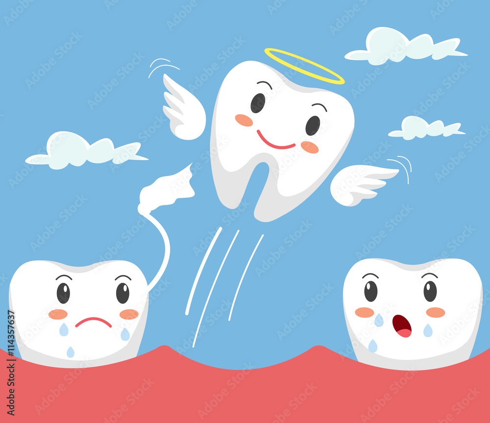 Removal of tooth. Teeth character. Vector flat cartoon illustration ...