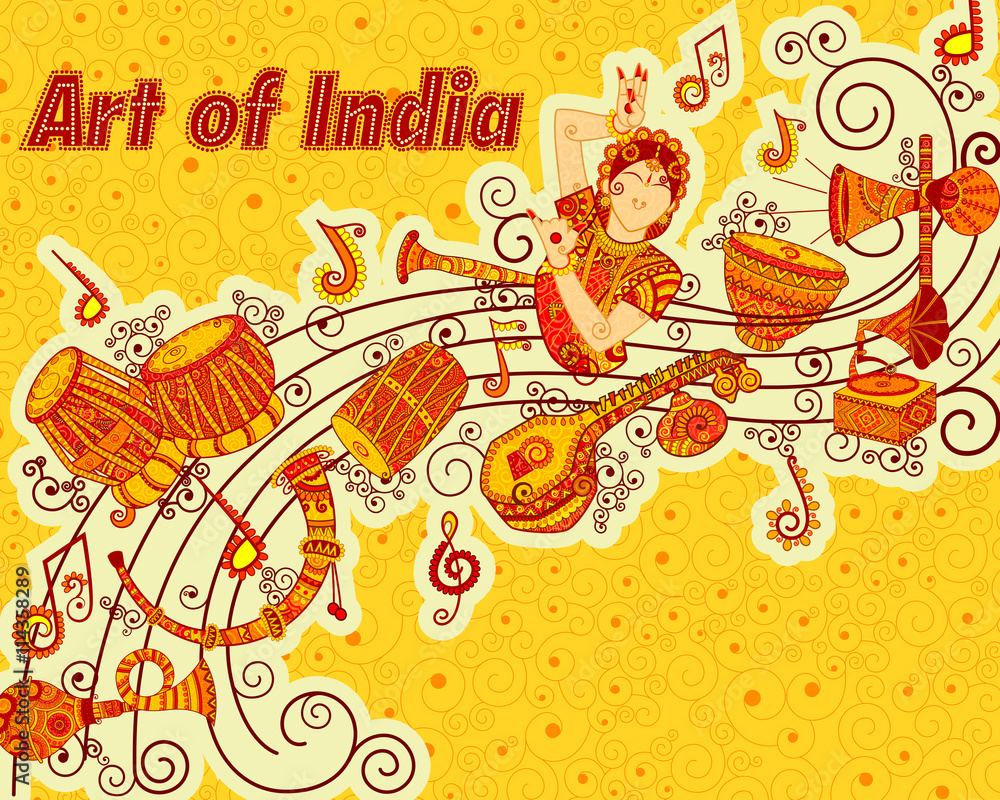 Vector design of art and music India Stock Vector | Adobe Stock