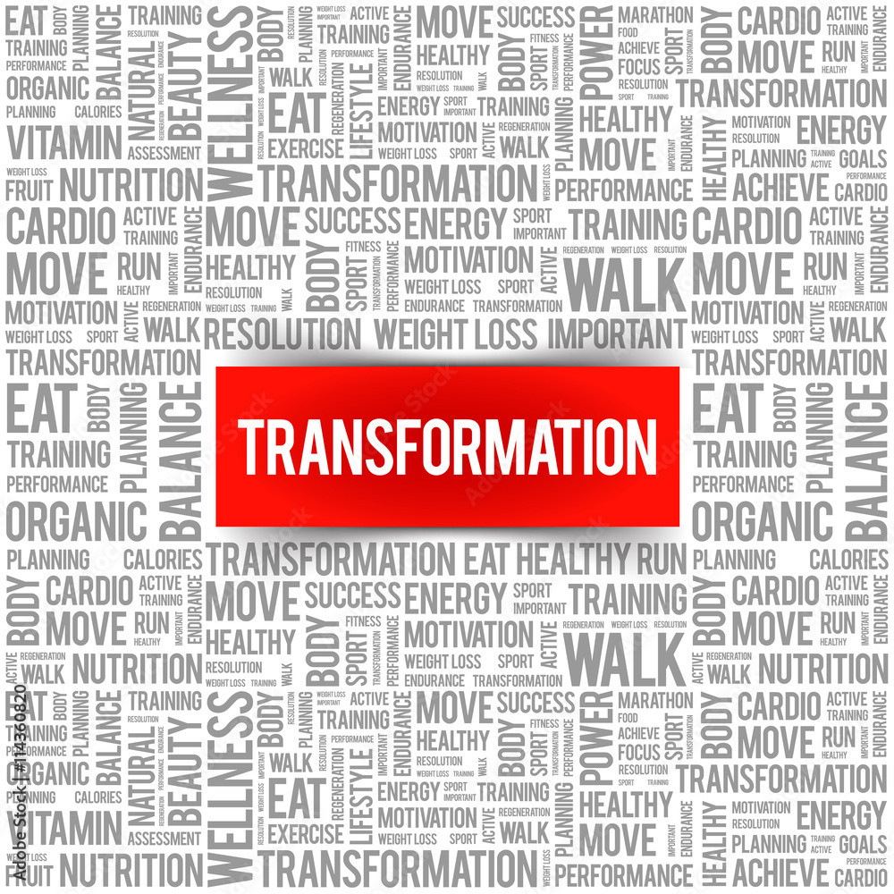 TRANSFORMATION word cloud background, health concept Stock Vector ...