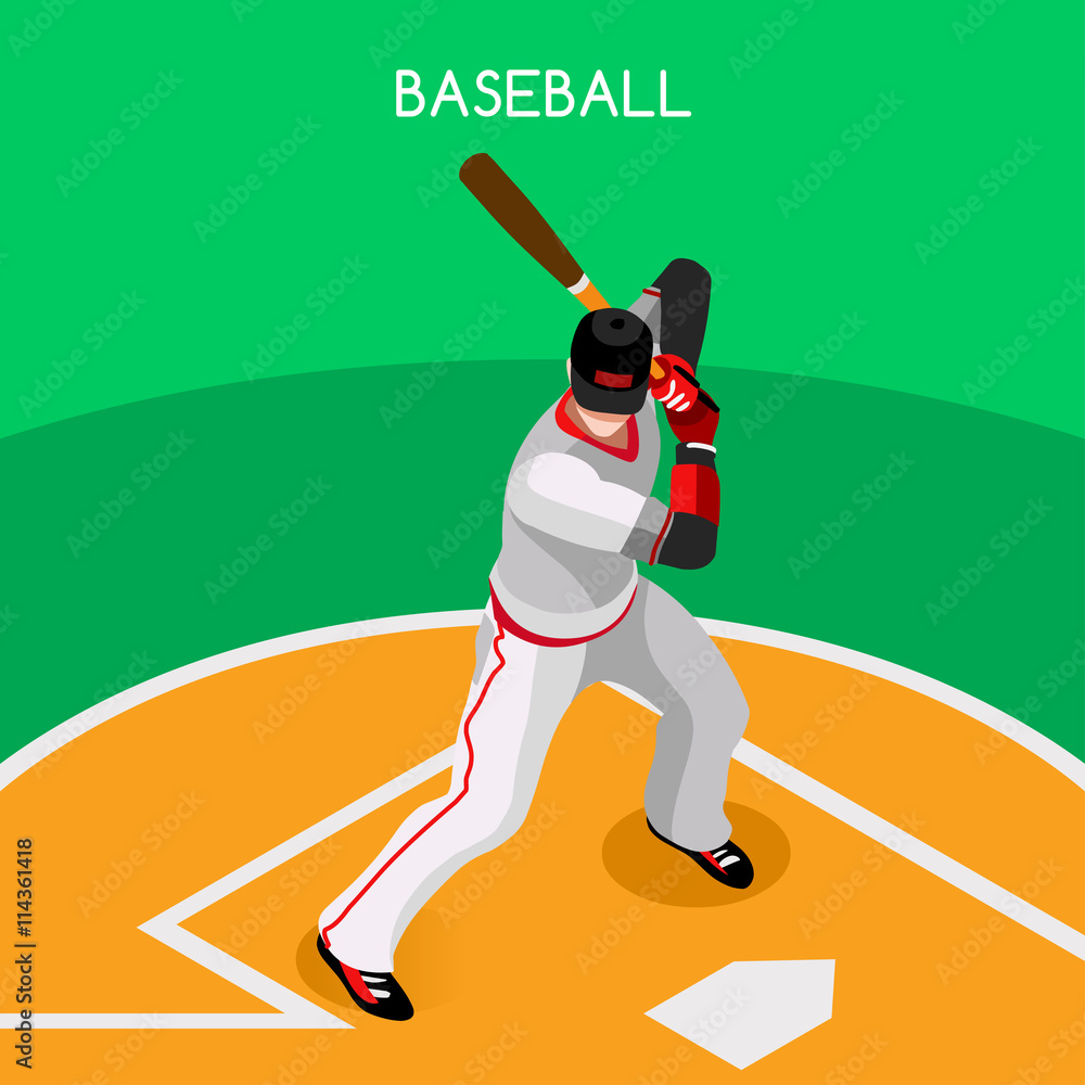 Baseball Player Sports Icon Set.3D Isometric Sport Set Baseball ...