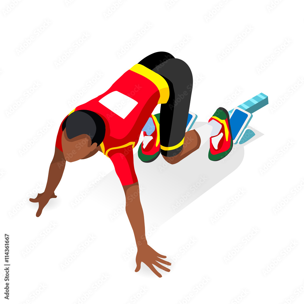 Sprinter Runner Athlete at Starting Line Athletics Race Start Summer ...