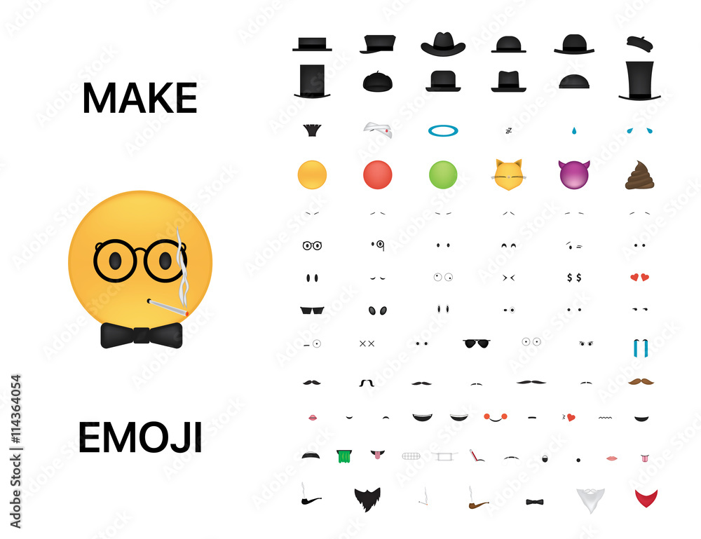 Make your emoji. Emoticon vector. Emoji vector. Smile icon set ...