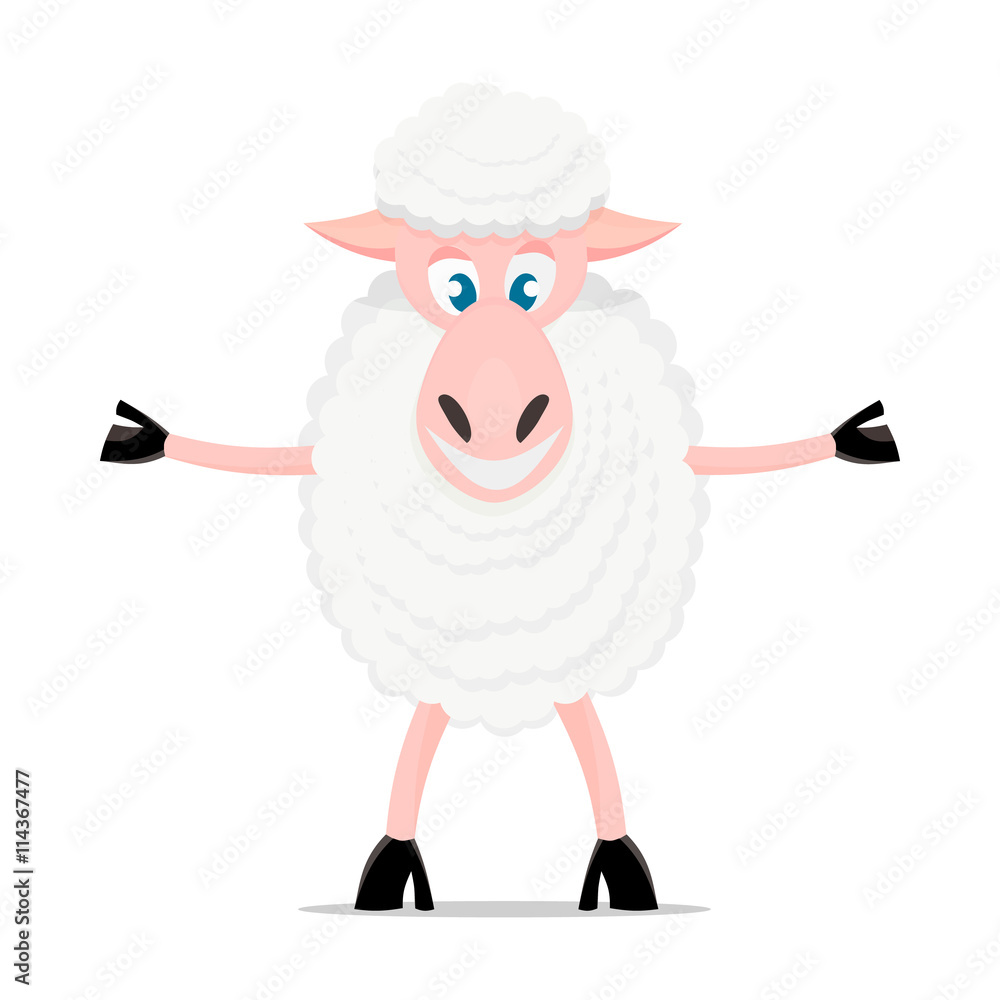 Cartoon sheep cute pose and emotion. Stock Vector | Adobe Stock