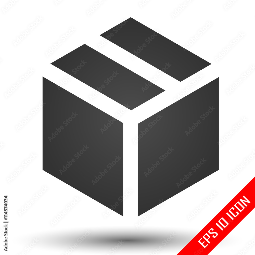 Box icon. Simple flat logo of box on white background. Vector ...