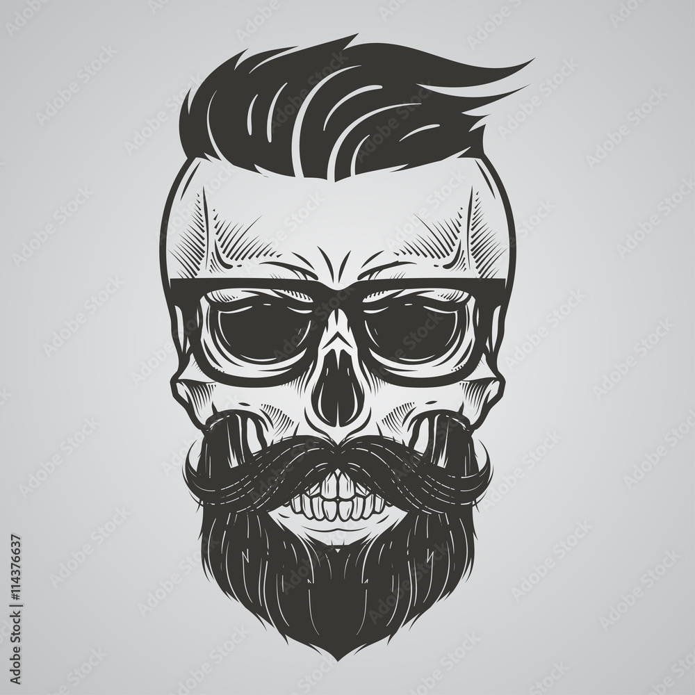Bearded skull illustration Stock Vector | Adobe Stock