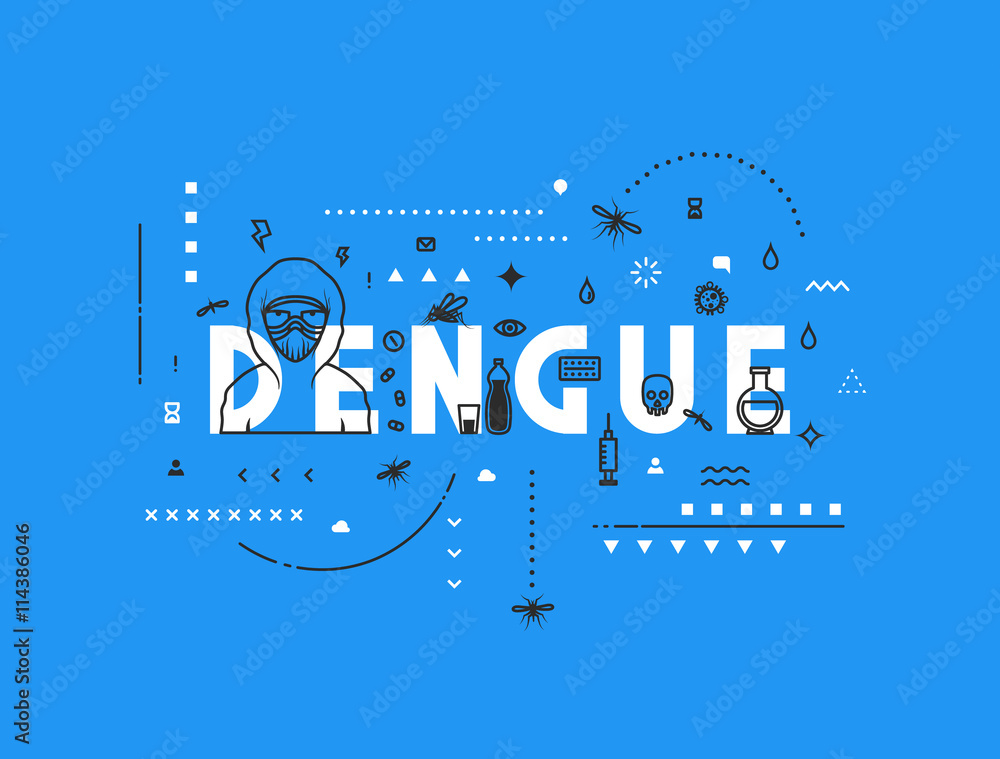 Design concept virus of dengue. Modern line style illustration ...