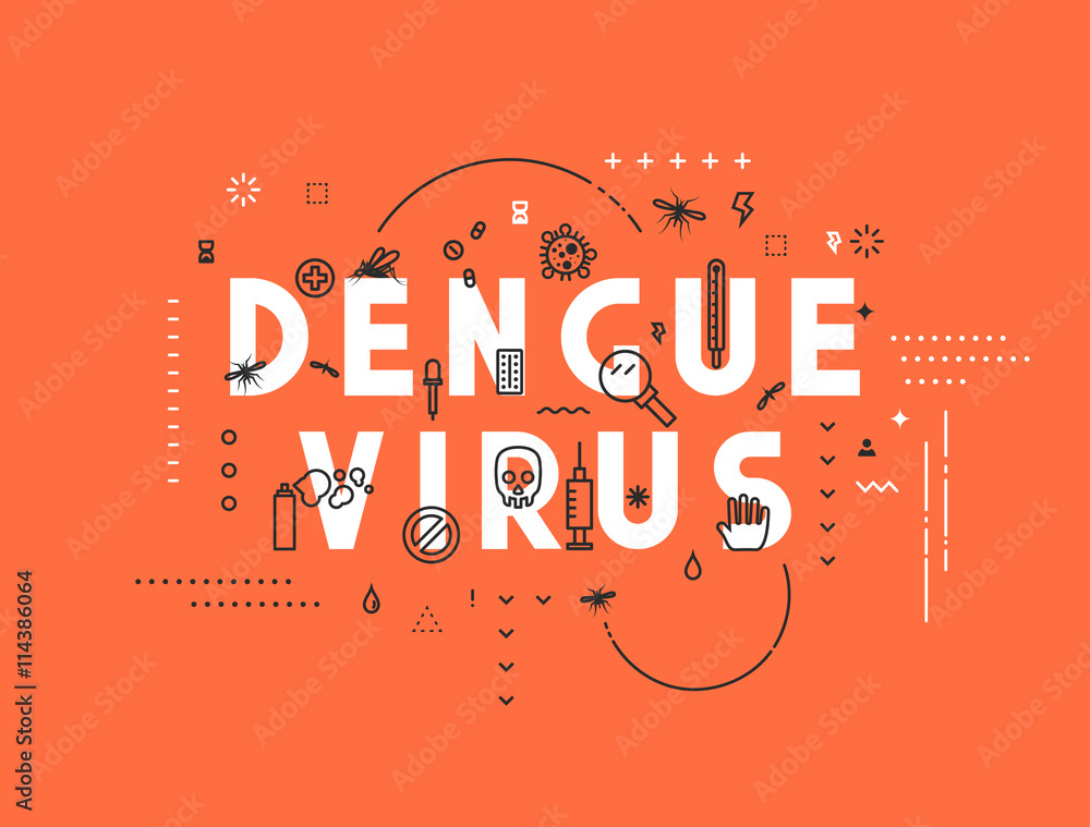 Design concept virus of dengue. Modern line style illustration ...