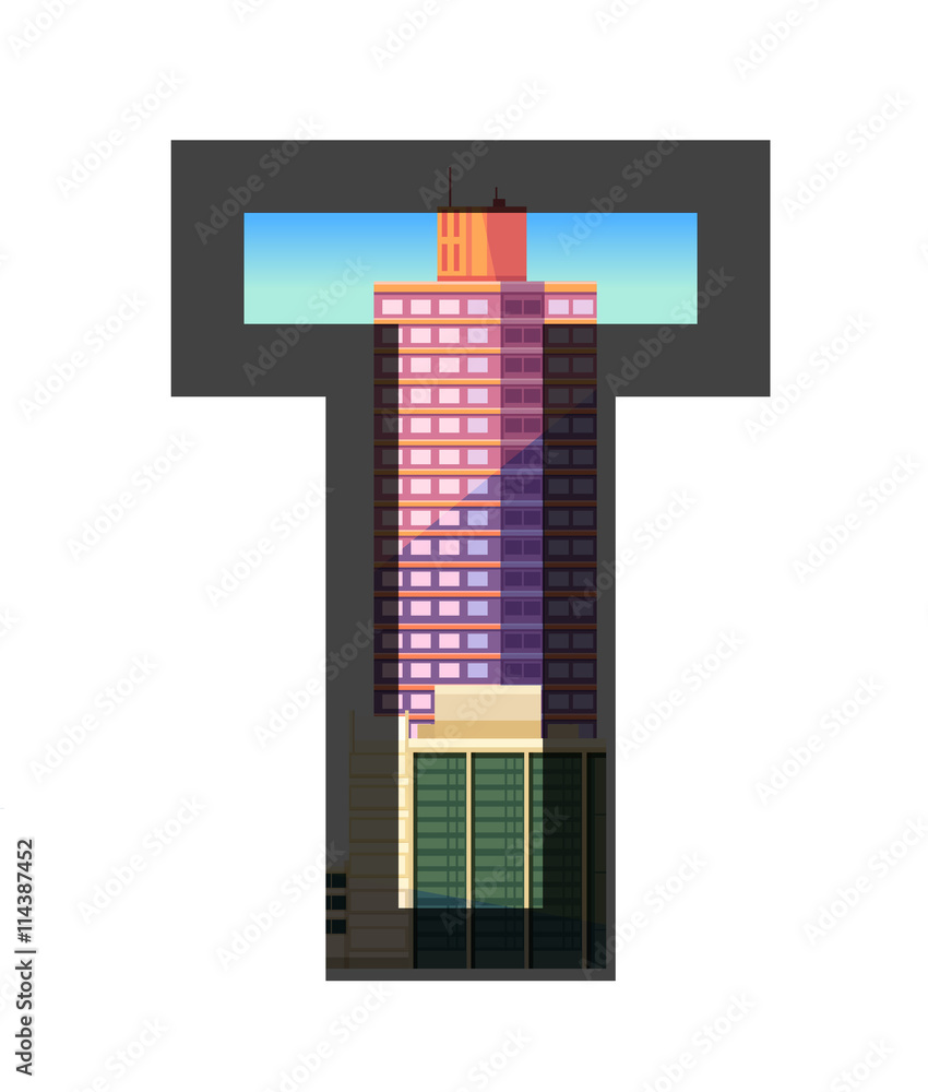 Word City with ,town silhouette.Typographic illustrations. Sign ...