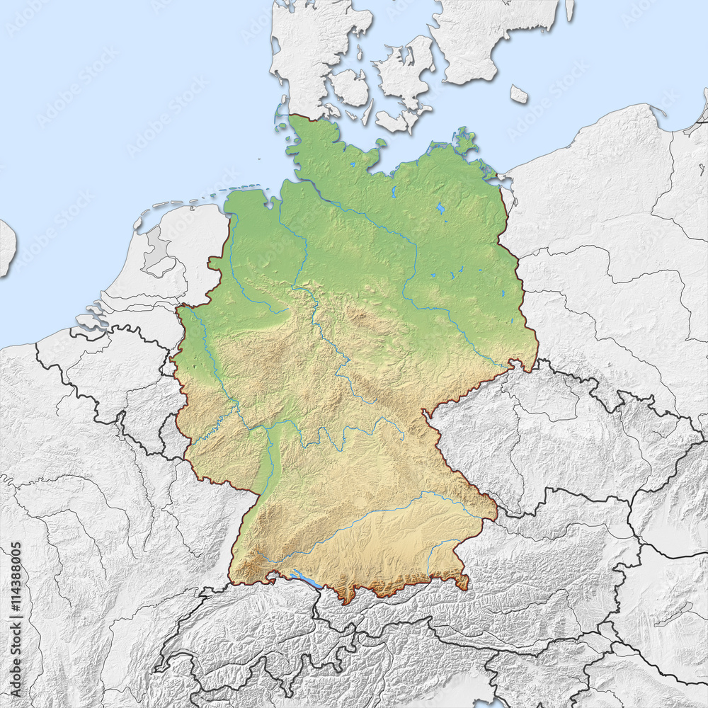 Relief map of Germany Stock Illustration | Adobe Stock