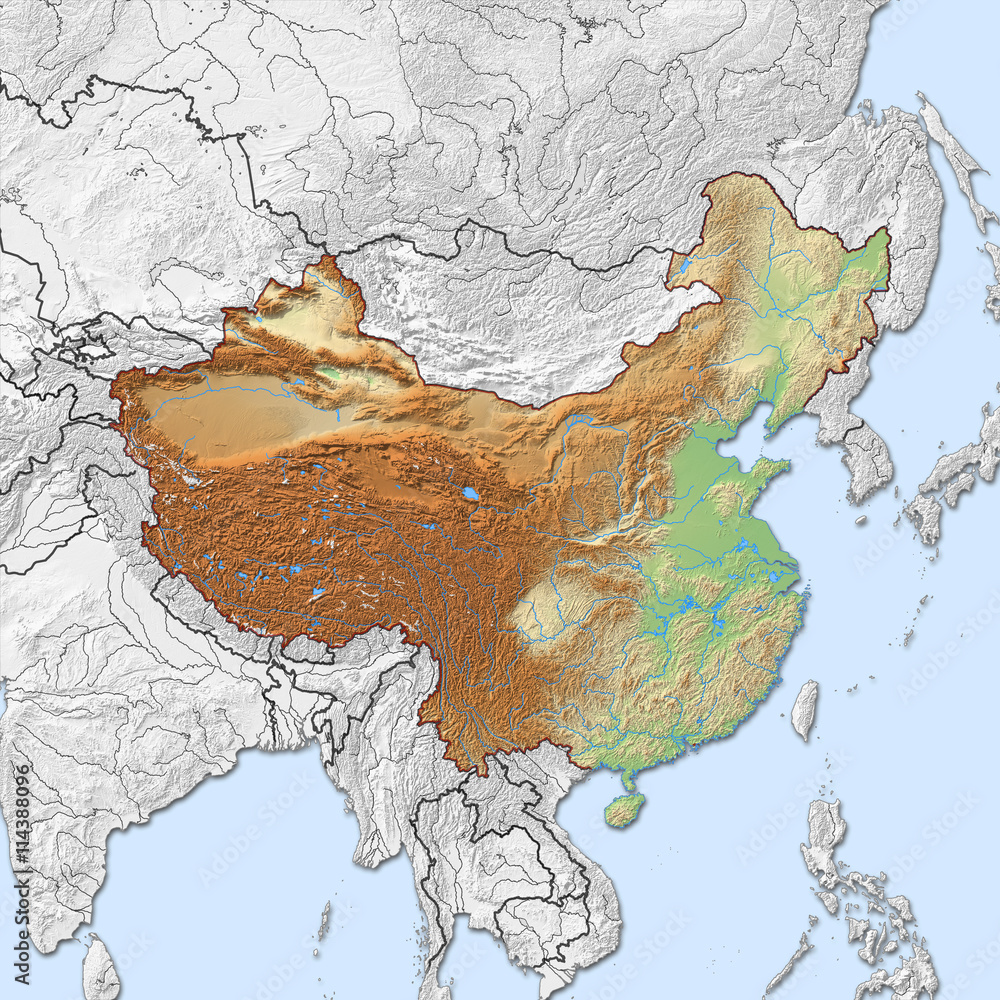 Relief map of China Stock Illustration | Adobe Stock