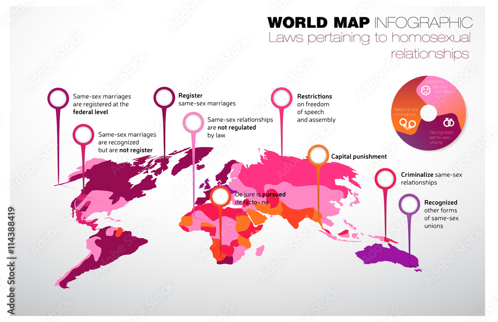 Infographic world map with diagram. Laws pertaining to homosexual ...