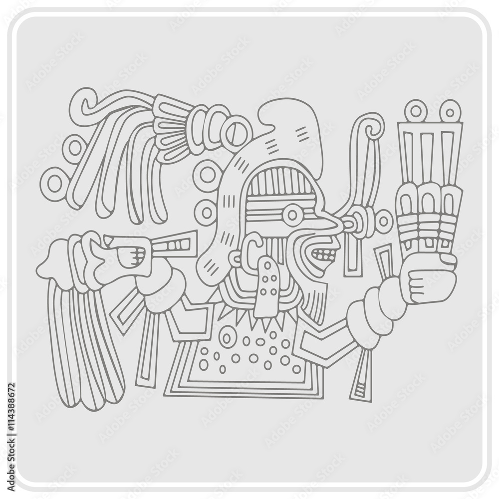 monochrome icon with symbols from Aztec codices for your design Stock ...