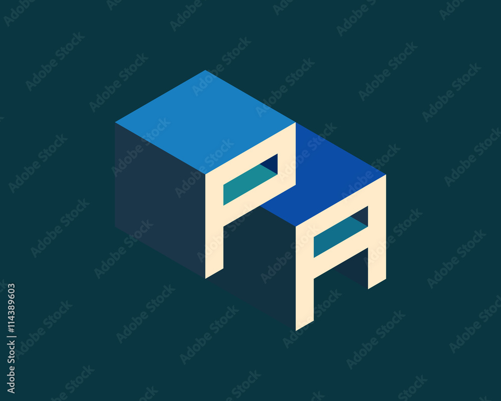 PA isometric 3D letter logo. three-dimensional stock vector alphabet ...