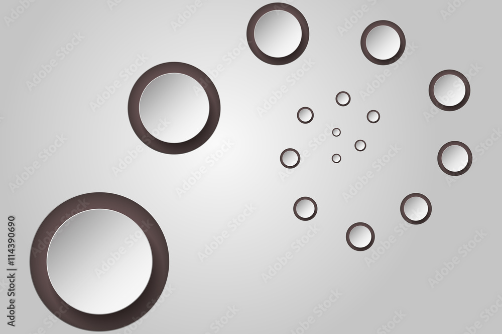 Abstract background with 3D circles in spiral or twist with decreasing ...