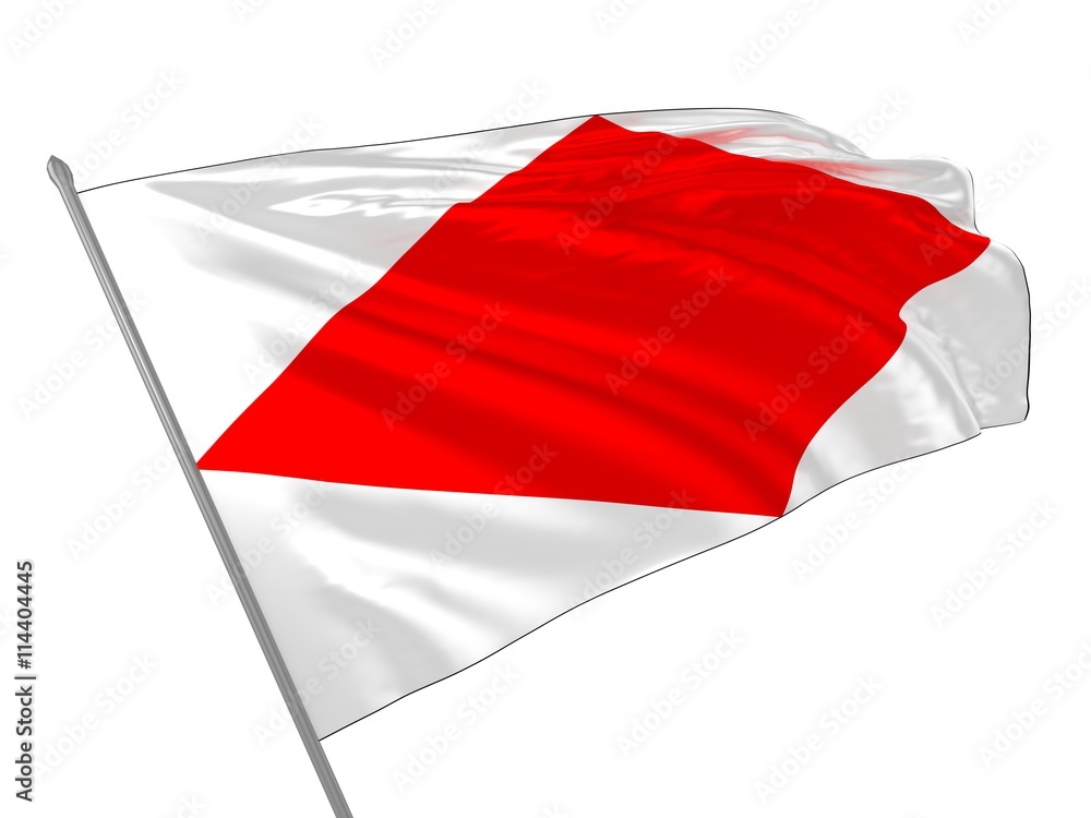 3d illustration of international maritime signal flag meaning F letter ...