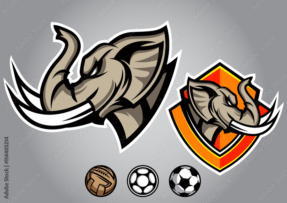 elephant head football logo vector Stock Vector | Adobe Stock