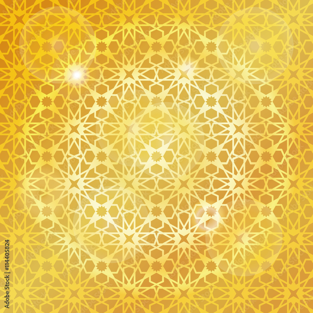 Arabic islamic pattern,gold background.Geometrical Stock Illustration ...